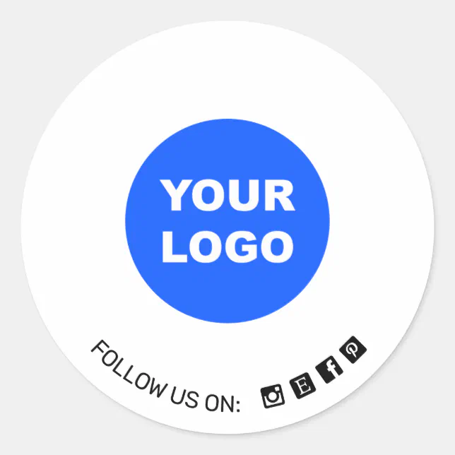 Custom Add Your Logo Plain White Social Media Classic Round Sticker ...