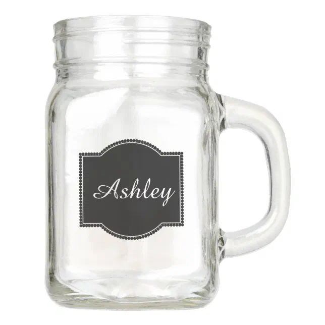 Custom add your name rustic chic chalkboard label mason jar | Zazzle