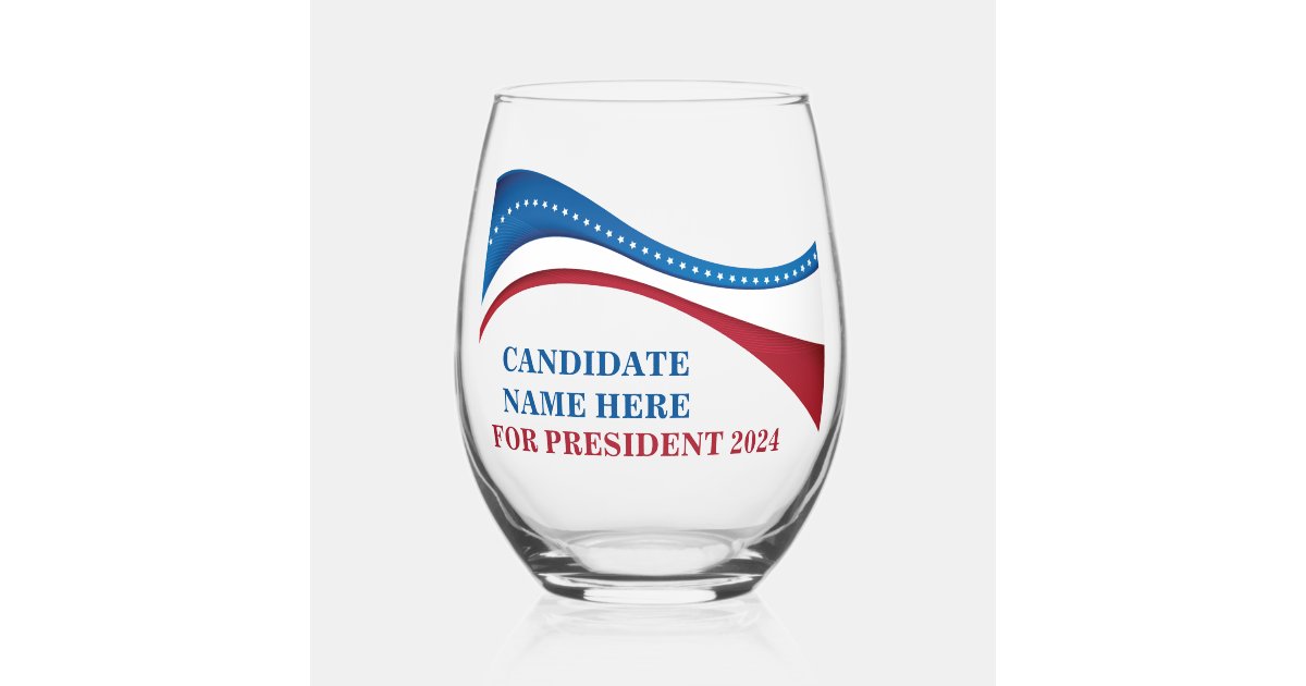 Custom Add Your Own Candidate for President 2024 Stemless Wine Glass ...
