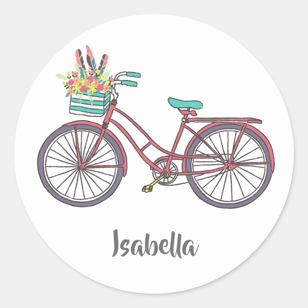 Custom add your own name cute bike stickers | Zazzle