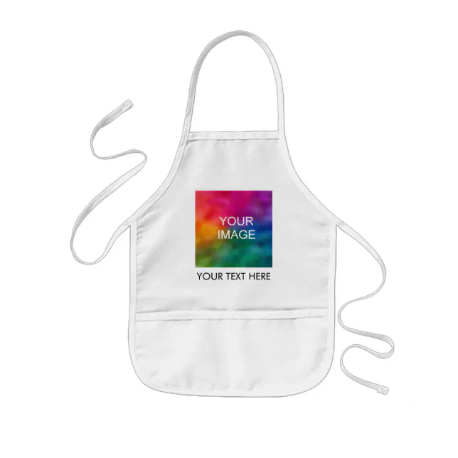 Custom Add Your Photo Image Text Here White Kids' Apron | Zazzle