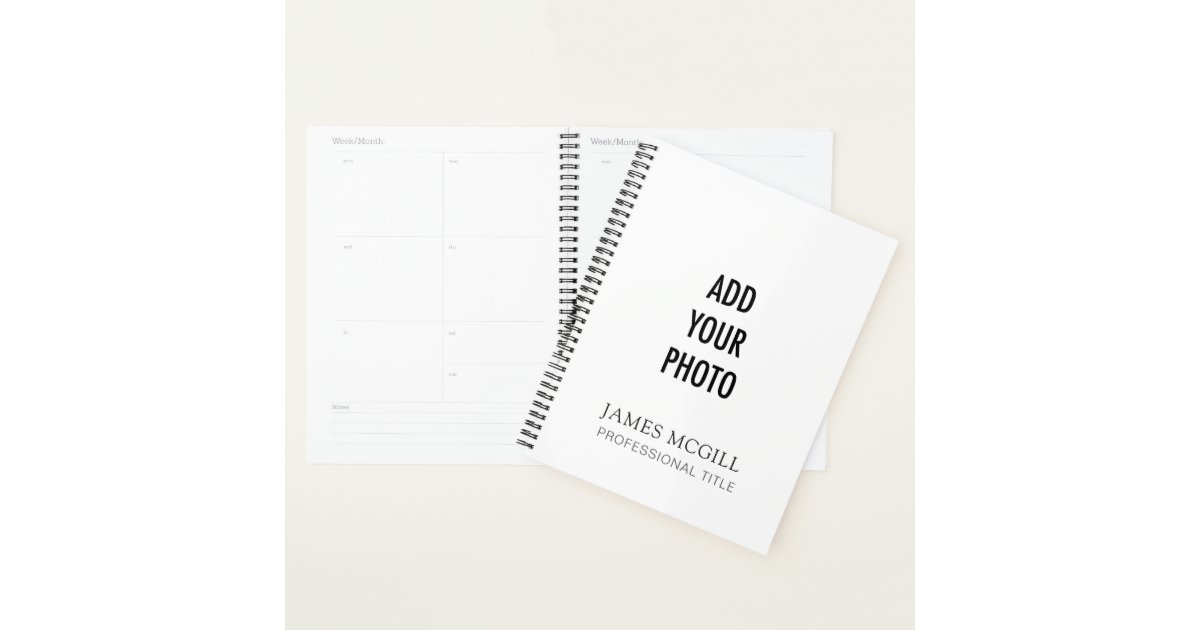 Custom Add Your Photo Minimalist Business Planner | Zazzle