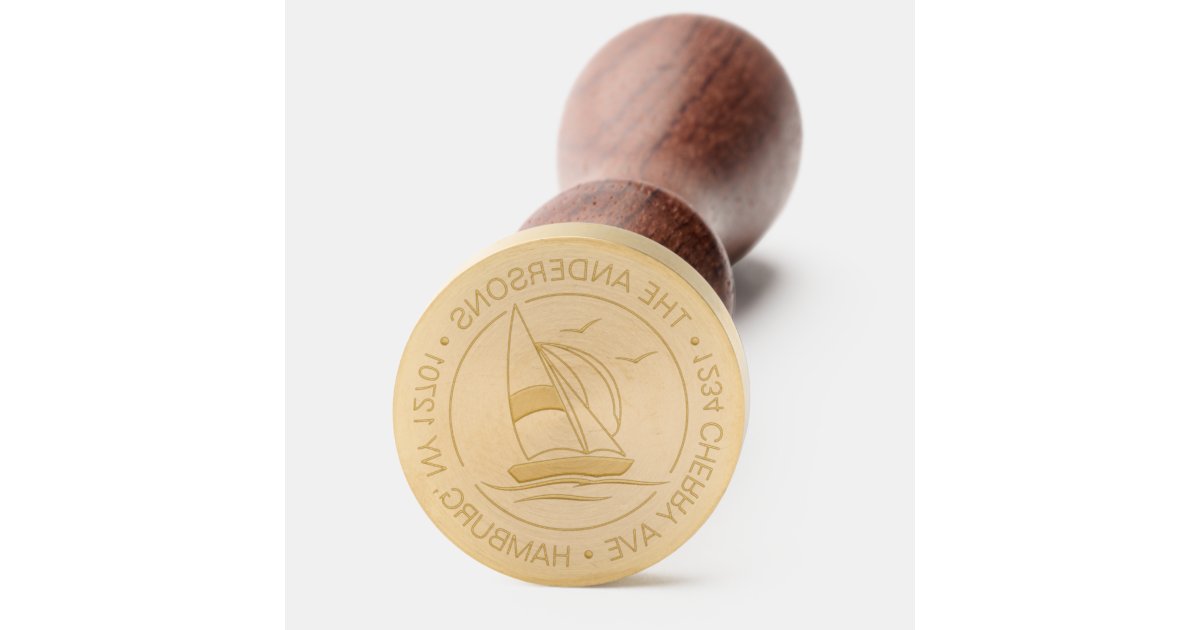 Custom Address Boat Sail Maritime Nautical Wax Seal Stamp | Zazzle