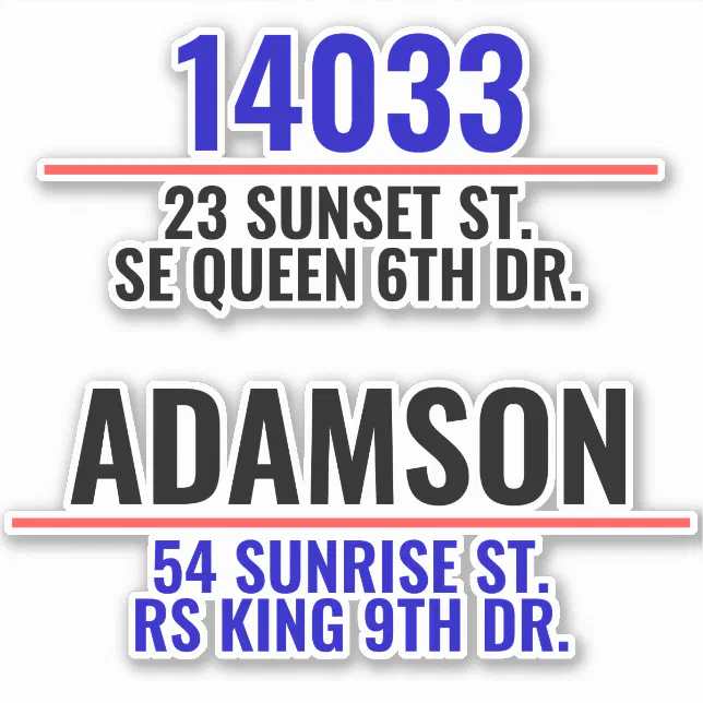 Custom Address Mailbox Numbers (Family Last Name) Sticker | Zazzle