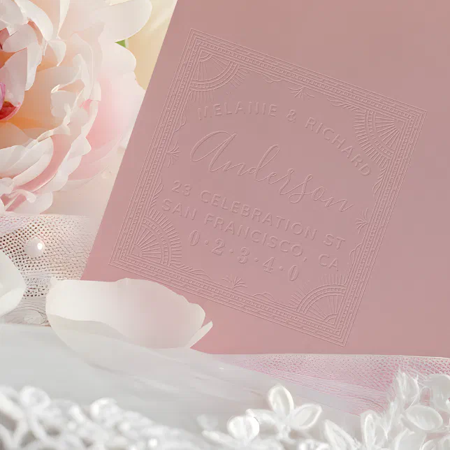 Custom Address & Name - Elegant Letterpress Border Embosser | Zazzle