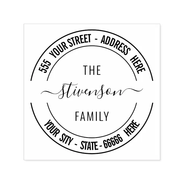 Custom Address Round Self-inking Stamp Template | Zazzle
