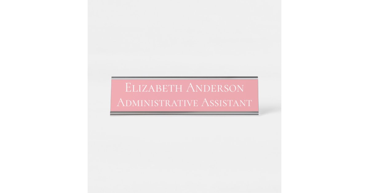 Custom Administrative Assistant Pink Desk Name Plate | Zazzle
