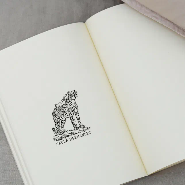 Custom African Cheetah Ex Libris Bookplate Rubber Stamp | Zazzle