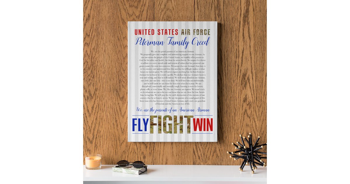 Custom Air Force Family Creed Wall Art Decor Print | Zazzle