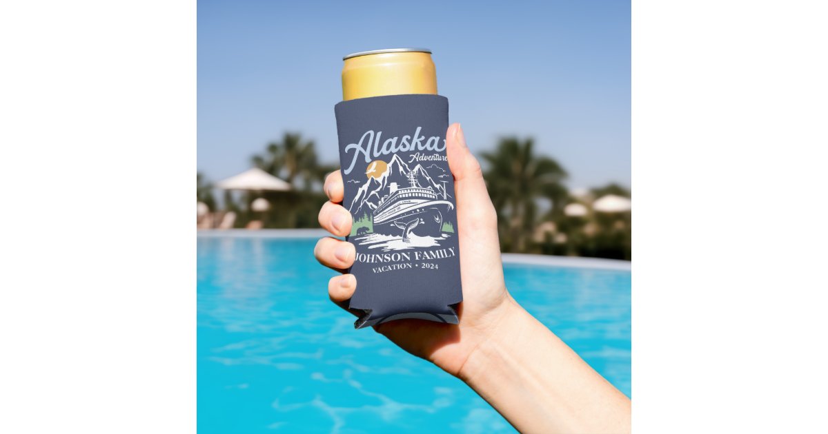 Custom Alaska Cruise Family Friends Group Matching Seltzer Can Cooler ...