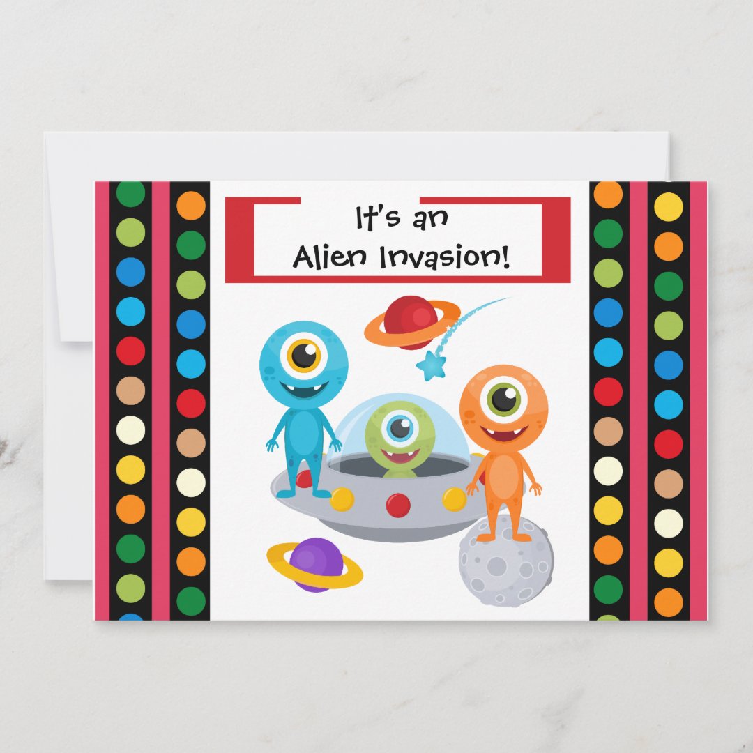 Custom Alien Invastion 5x7 Birthday Invitation | Zazzle