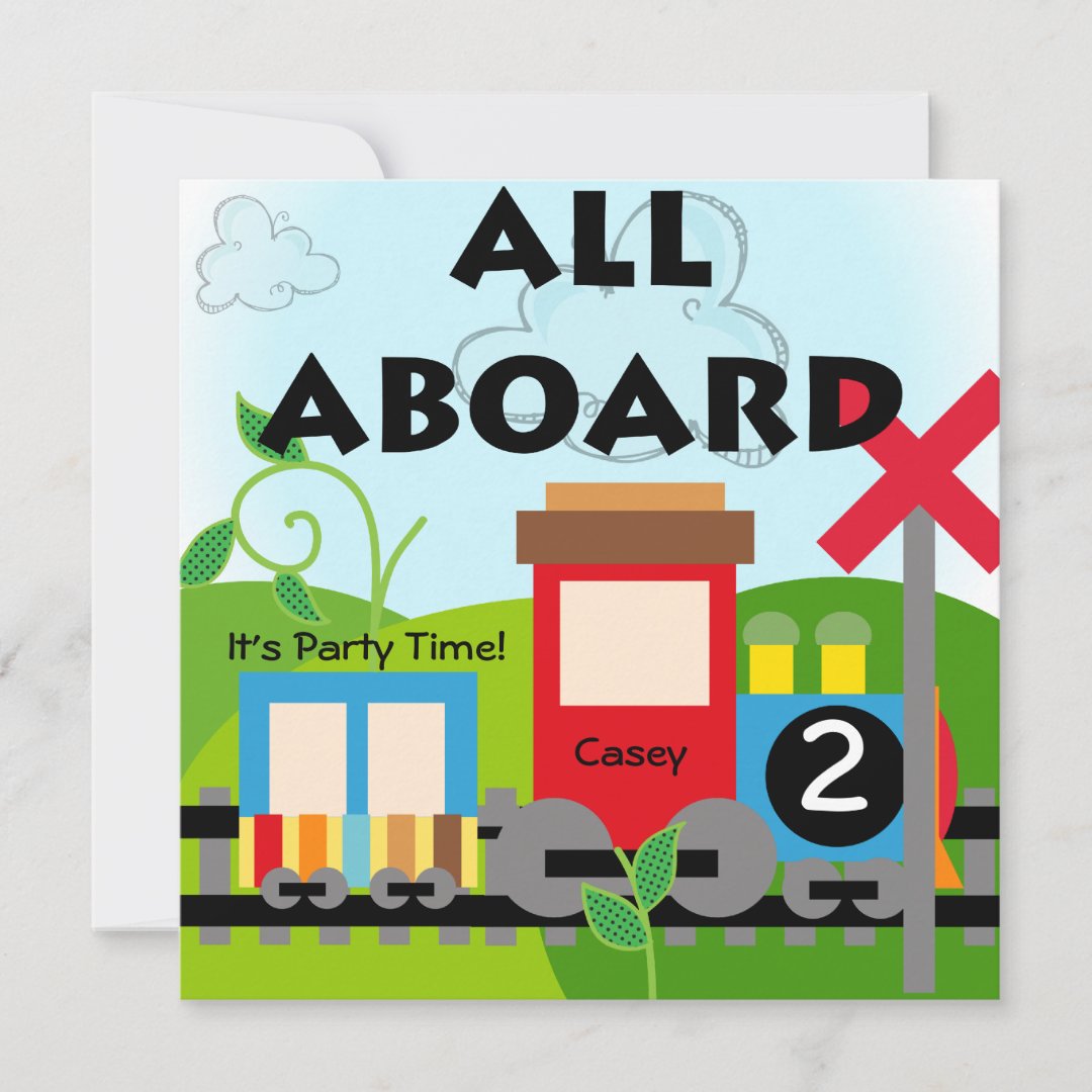 Custom All Aboard Train Party Invitations | Zazzle