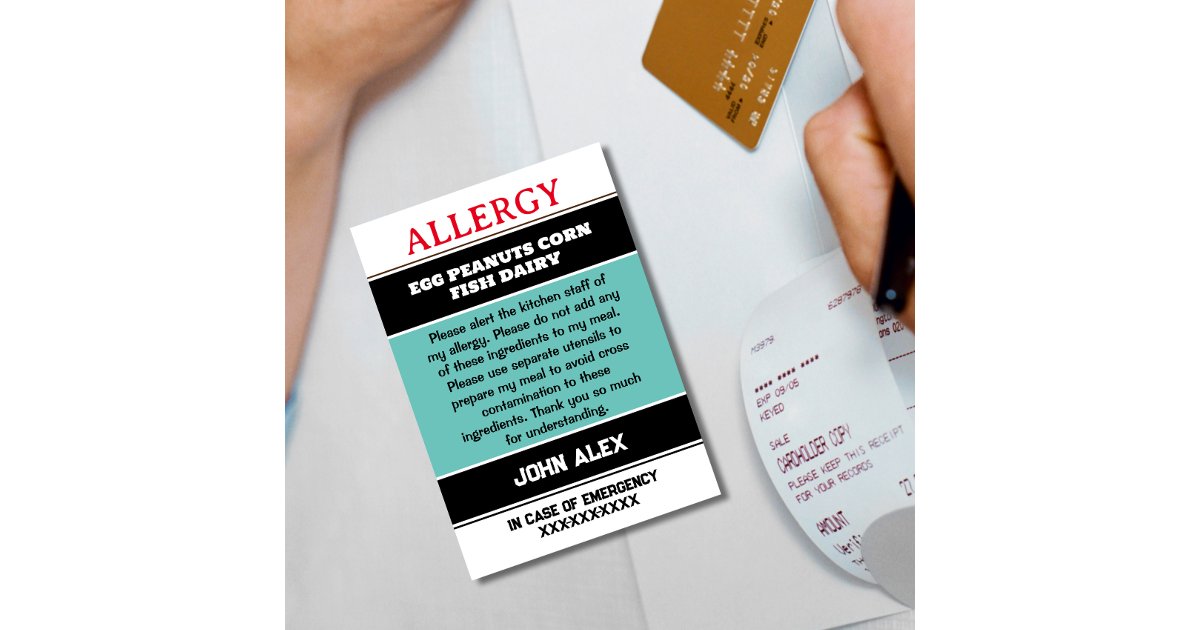 Custom Allergy Alert Chef Card | Zazzle