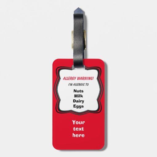 Custom Allergy Alert Luggage Tag | Zazzle