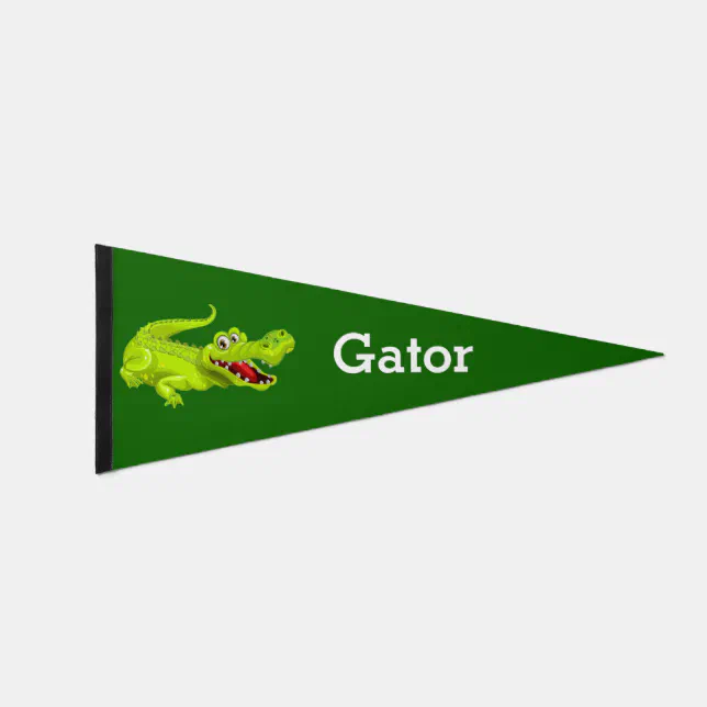 Custom Alligator and Text on Green Pennant Flag | Zazzle