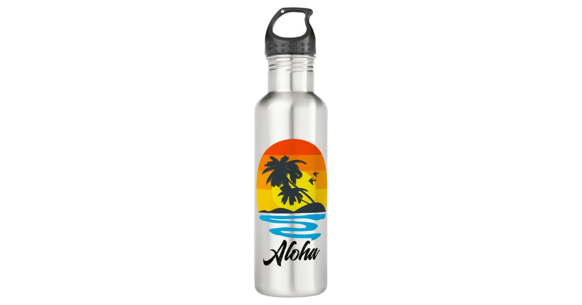 Custom Aloha Tropical Hawaiian Stainless Steel Water Bottle | Zazzle