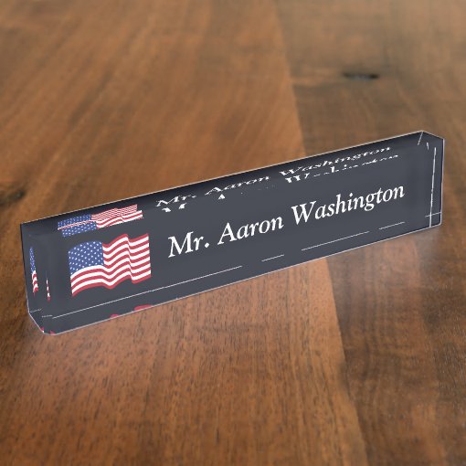 Custom American Flag Office Desk Nameplate Gift | Zazzle