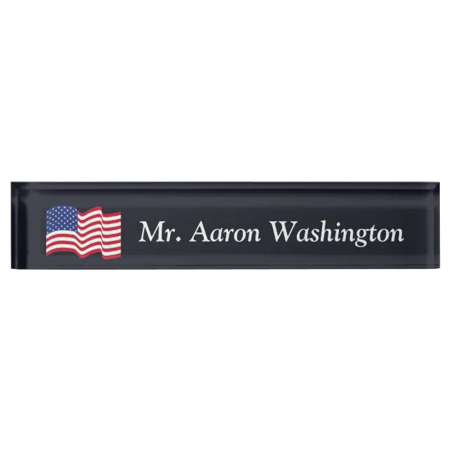 Custom American Flag Office Desk Nameplate Gift | Zazzle