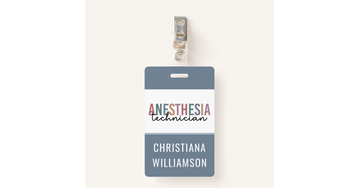 Custom Anesthesia Technician Retro Anesthetic Tech Badge | Zazzle