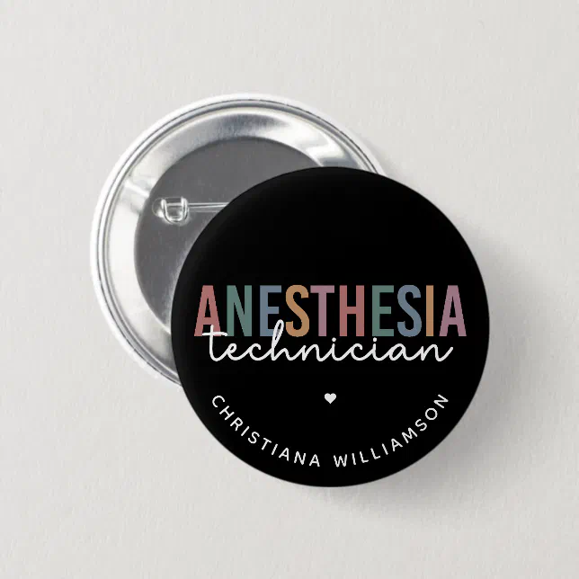 Custom Anesthesia Technician Retro Anesthetic Tech Button | Zazzle