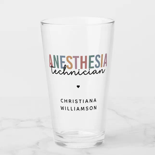 Custom Anesthesia Technician Retro Anesthetic Tech Glass | Zazzle