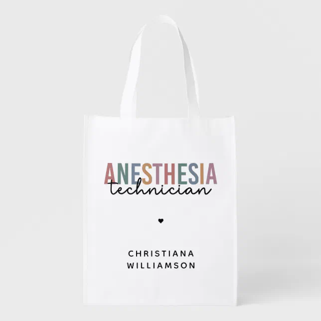 Custom Anesthesia Technician Retro Anesthetic Tech Grocery Bag | Zazzle