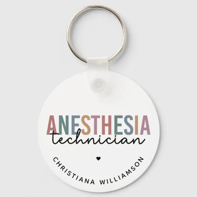 Custom Anesthesia Technician Retro Anesthetic Tech Keychain | Zazzle
