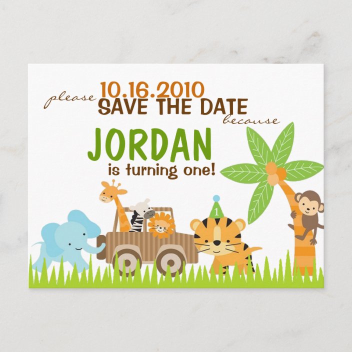 Custom Animal Safari Save The Date Announcement Postcard | Zazzle.com