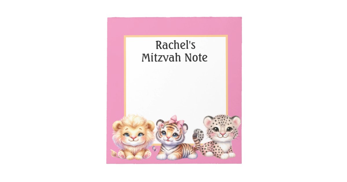 Custom Animals Girl's Mitzvah Notes Notepad | Zazzle