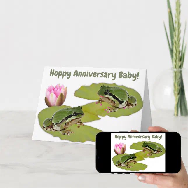 Custom Anniversary Frog Couple Water Lily Funny Card | Zazzle
