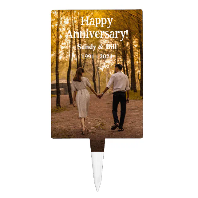 Custom anniversary photo create your own cake topper | Zazzle