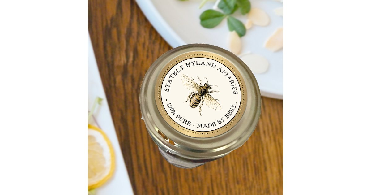 Custom Apiary Color Bee Ivory Your Name Here Classic Round Sticker | Zazzle