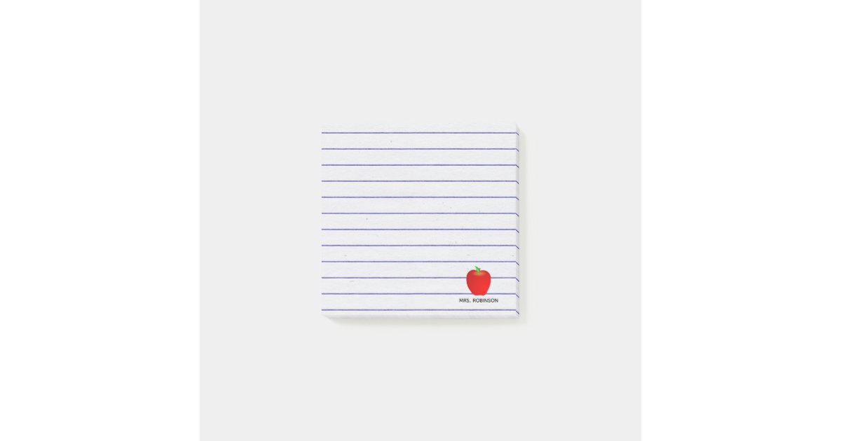 Custom Apple Lines Teacher Sticky Notes | Zazzle