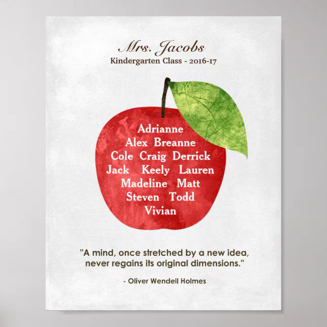 Custom Apple Teacher Appreciation Gift Poster | Zazzle