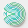 Custom Aqua Turquoise Blue Mint Green Art Stripes PopSocket | Zazzle