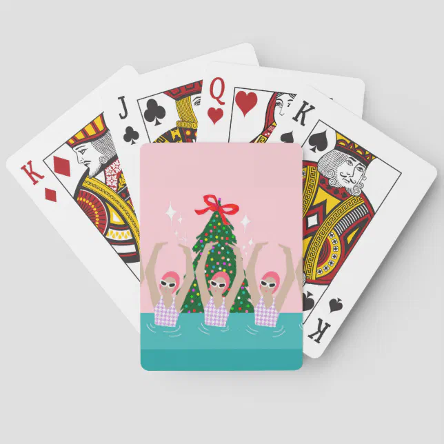 Custom Artistic Swimmers Illustration Swimming Poker Cards | Zazzle