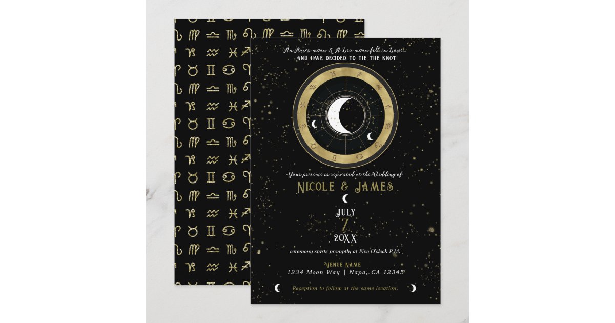 Custom Astrology Zodiac Moon Sign Wedding Invitation | Zazzle