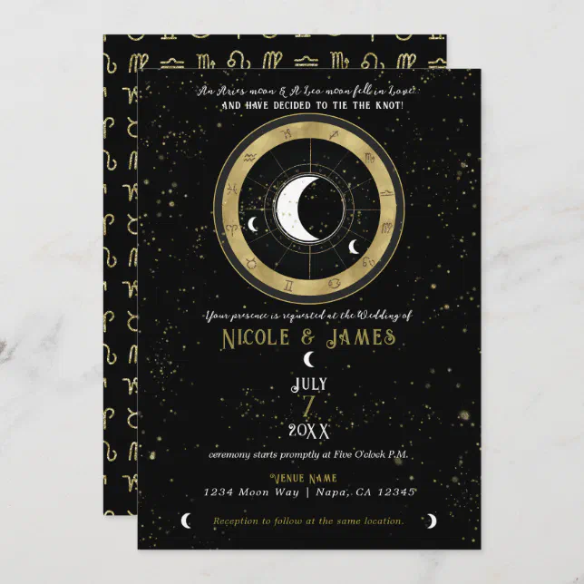 Custom Astrology Zodiac Moon Sign Wedding Invitation | Zazzle
