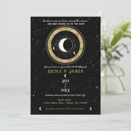Custom Astrology Zodiac Moon Sign Wedding Invitation | Zazzle