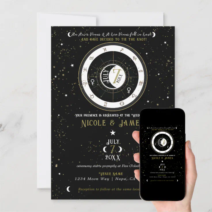 Custom Astrology Zodiac Your Venus Sign Wedding Invitation | Zazzle