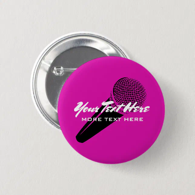 Custom audio mic microphone karaoke pinback button | Zazzle