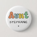 Custom Aunt Retro Gift | Auntie Personalized Button | Zazzle
