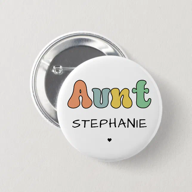 Custom Aunt Retro Gift | Auntie Personalized Button | Zazzle