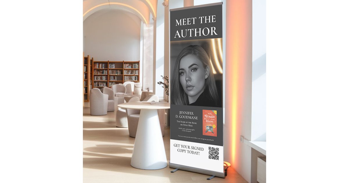 Custom Author Photo Book Signing Event Promo Retractable Banner | Zazzle