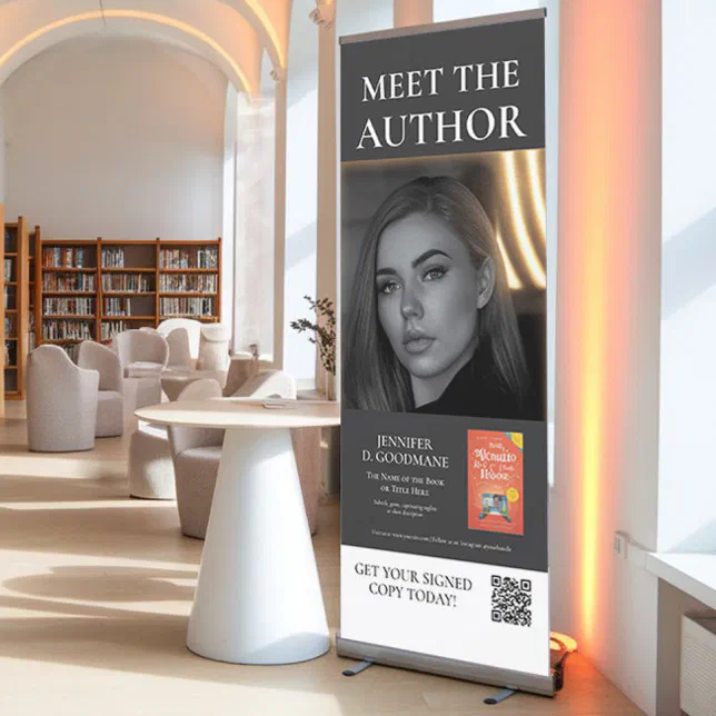 Custom Author Photo Book Signing Event Promo Retractable Banner | Zazzle