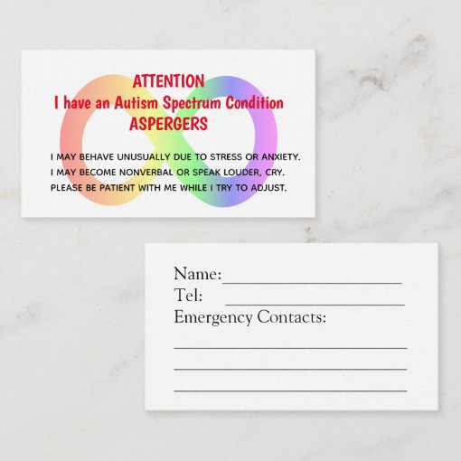 Custom Autism Alert Cards For Organisation/Group | Zazzle