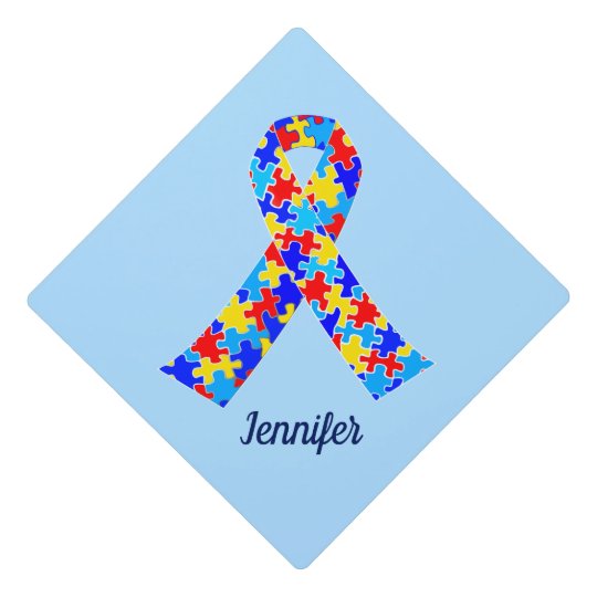 Custom Autism Awareness Ribbon Graduation Cap Topper | Zazzle.com