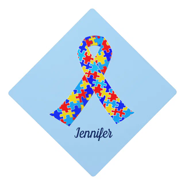 Custom Autism Awareness Ribbon Graduation Cap Topper | Zazzle