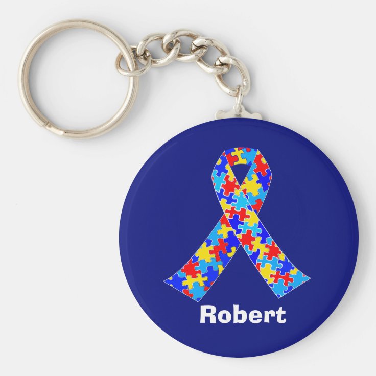 Custom Autism Awareness Ribbon Keychain | Zazzle