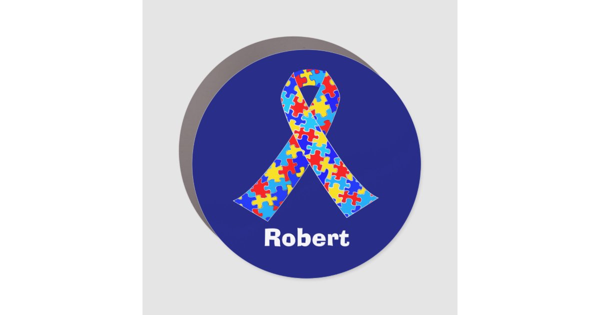 Custom Autism Awareness Ribbon Team Blue Car Magnet | Zazzle